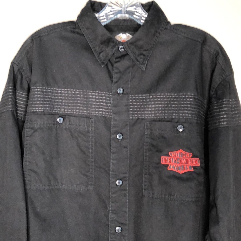 Harley Davidson Black Logo Branded Button Down Shirt - Gem